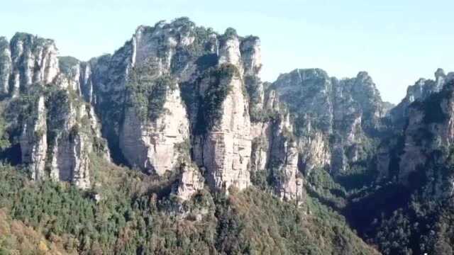 Aerial photography, the world's tallest elevator, Zhangjiajie Bailong ...