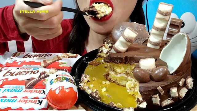 Miss chocolate-loving young lady, who has a different chocolate cake ...