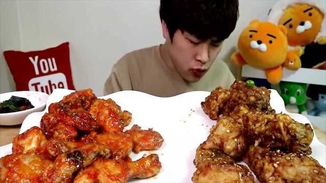 Eat food: South Korea Ouba eat honey chicken chops and fried chicken ...