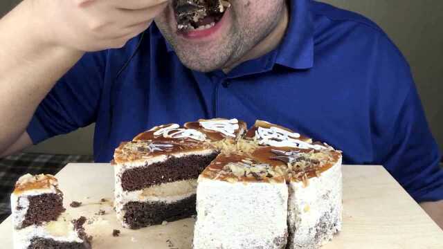 Eat and broadcast: salty caramel cream sponge cake, delicious drooling ...
